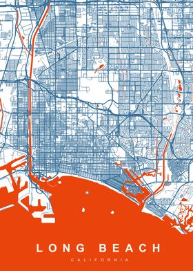 'LONG BEACH Map CALIFORNIA' Poster by UrbanMaps | Displate