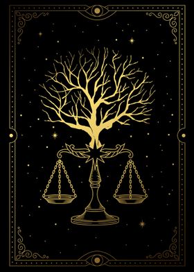 'Tree with scale of justice' Poster by Michael Landsberger | Displate