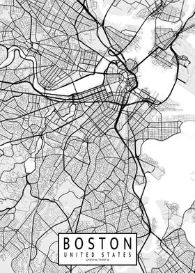 'Boston City Map Light' Poster by deMAP Studio | Displate