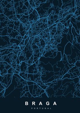 'BRAGA Map PORTUGAL' Poster by UrbanMaps | Displate