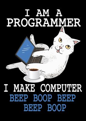 'funny programmer cat' Poster by Simon Darren | Displate