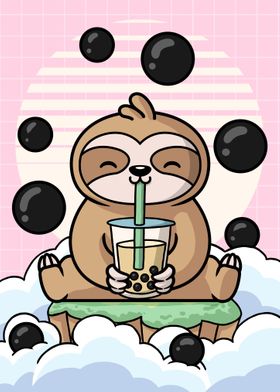 'Kawaii Sloth Boba Milk Tea' Poster by AestheticAlex | Displate