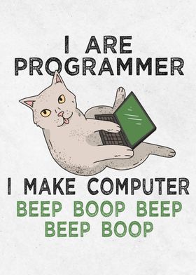 'Funny programmer cat ' Poster by Simon Darren | Displate