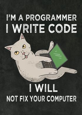 'Funny meme cat programmer' Poster by Simon Darren | Displate