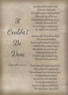 'It Couldnt Be Done' Poster by XandYart | Displate