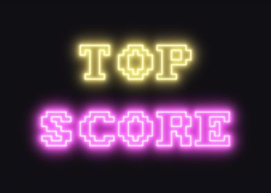 'Neon text 8 bit top score' Poster by Gianfranco Grenar | Displate