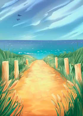 'Beach path landscape ' Poster by Simon Darren | Displate