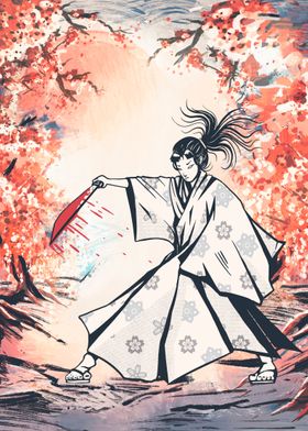 'Woman samurai wash' Poster by Simon Darren | Displate
