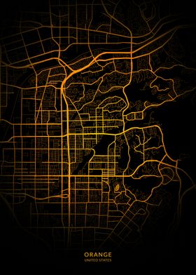 'Orange City Map Gold' Poster by Trulaf Design | Displate