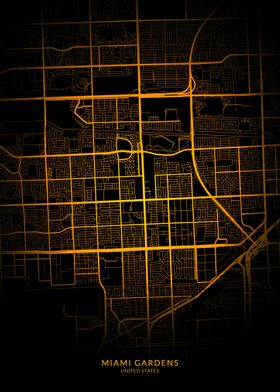 'Miami Gardens City Map Gol' Poster by Trulaf Design | Displate