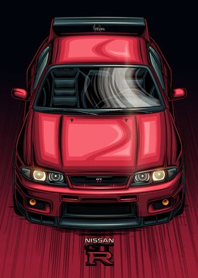 'Nissan Skyline GTR R33' Poster by Mário Ramos Art | Displate