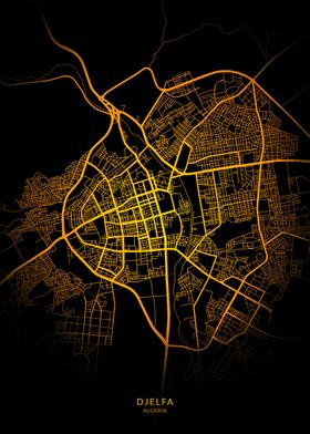 'Djelfa City Map Gold' Poster by Trulaf Design | Displate
