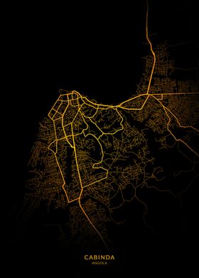 'Cabinda City Map Gold' Poster by Trulaf Design | Displate