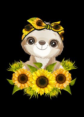 'Sunflower Sloth Garden' Poster by professionaldesigns | Displate