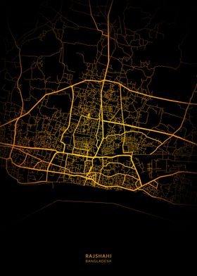 'Rajshahi City Map Gold' Poster by Trulaf Design | Displate