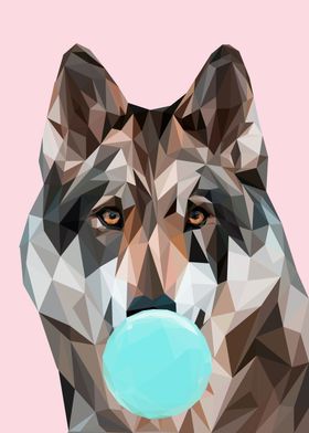 'bubble gum animal wolf' Poster by Lowpoly Posters | Displate