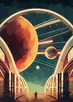 'Retro space station' Poster by Evgenuy Merkushov | Displate