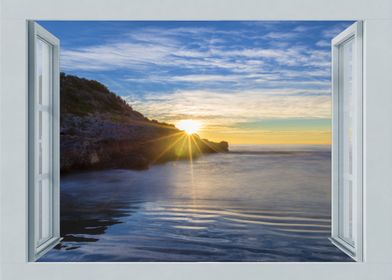 'Open window beach view' Poster by Vicen | Displate