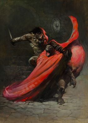 'Conan Man Ape' Poster by Frazetta x Conan | Displate