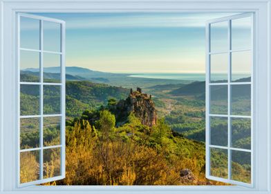 'Open window mountains view' Poster by Vicen | Displate