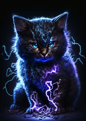 'Cat electric sparks dark' Poster by Muh Asdar | Displate