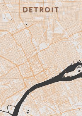 'Detroit USA Map' Poster by dkDesign | Displate