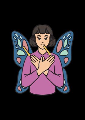 'Butterfly ASL Hand Gesture' Poster by Michael | Displate
