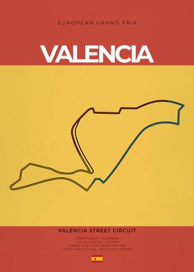 'Valencia F1 Circuit Spain' Poster by Alo | Displate