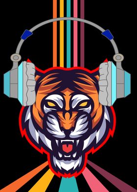 'TIGER DJ HEADPHONES' Poster by Atomic Chinook | Displate