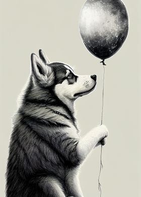 'Husky Balloon Dog' Poster by DecoyDesign | Displate