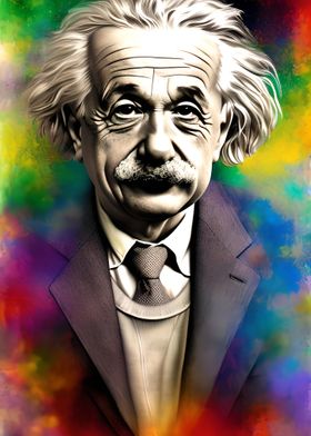 'Colorful Albert Einstein ' Poster by Max Ronn | Displate