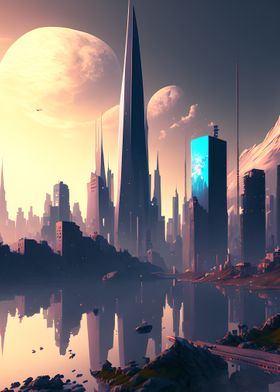 'Future city' Poster by Lukasz Kobylka | Displate