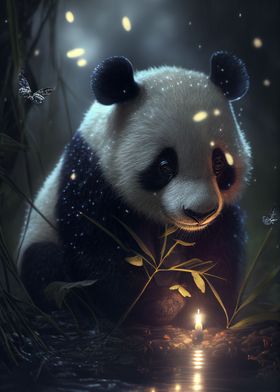 'Panda Fireflies Animal' Poster by DecoyDesign | Displate