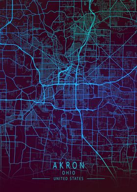 'Akron Ohio USA City Map' Poster by Gigi Bgm | Displate