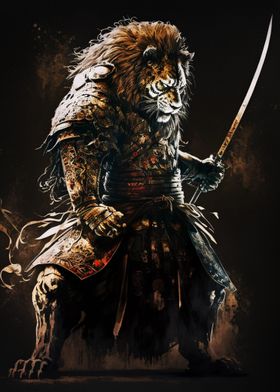 'Paint Lion Samurai' Poster by Coffee Design | Displate