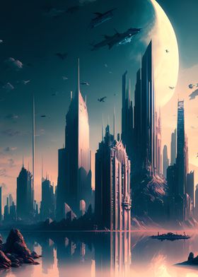 'Future city' Poster by Lukasz Kobylka | Displate