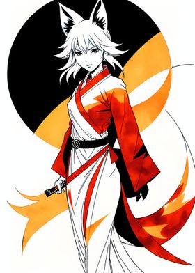 'Anime fox girl' Poster by Lukasz Kobylka | Displate