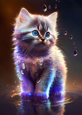'Cute Cosmic Kitten' Poster by Luong Phat | Displate