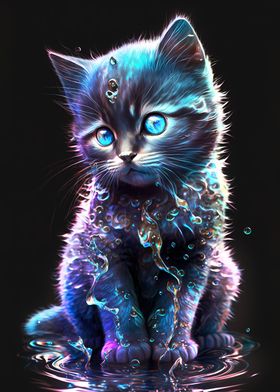 'Cute Cosmic Kitten' Poster by Luong Phat | Displate