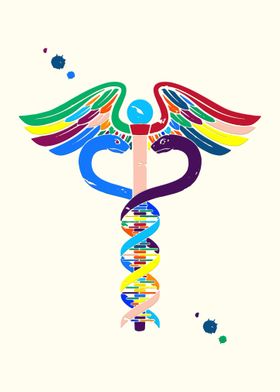 'Dna Caduceus' Poster by Dutton Jerrell | Displate