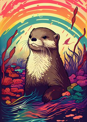 'Otter Rainbow' Poster by DecoyDesign | Displate