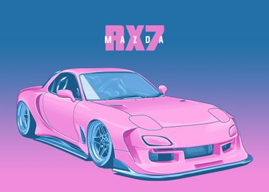 'mazda rx 7 pink' Poster by capture art | Displate