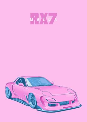 'mazda rx 7 pink' Poster by capture art | Displate