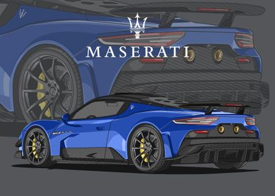 'maserati mc20 blue' Poster by capture art | Displate