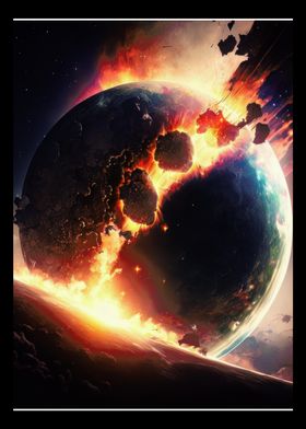 'Meteor Hitting The Planet' Poster by TheLoneAlchemist | Displate