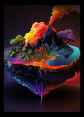 'Floating Island Volcano' Poster by TheLoneAlchemist | Displate