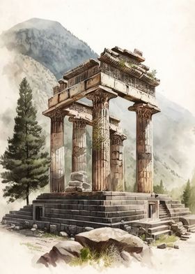 'Temple of Apollo in Delphi' Poster by Usama Design | Displate