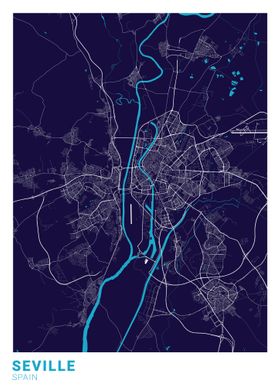 'Seville City Map' Poster by Trulaf Design | Displate