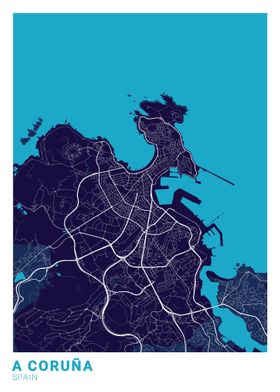 'La Coruna City Map' Poster by Trulaf Design | Displate