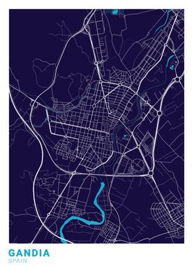 'Gandia City Map' Poster by Trulaf Design | Displate